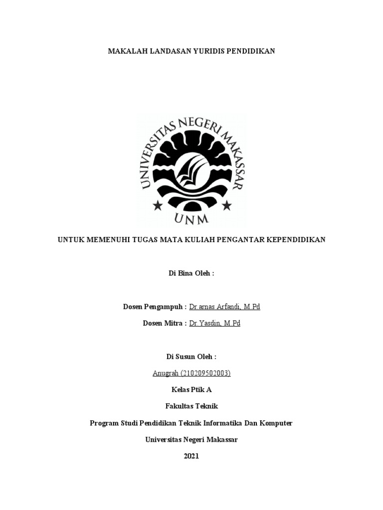 Makalah - Landasan Yuridis Pendidikan | PDF