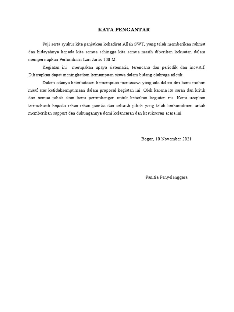 Proposal Perlombaan Lari Jarak 100 Meter 2021 | PDF