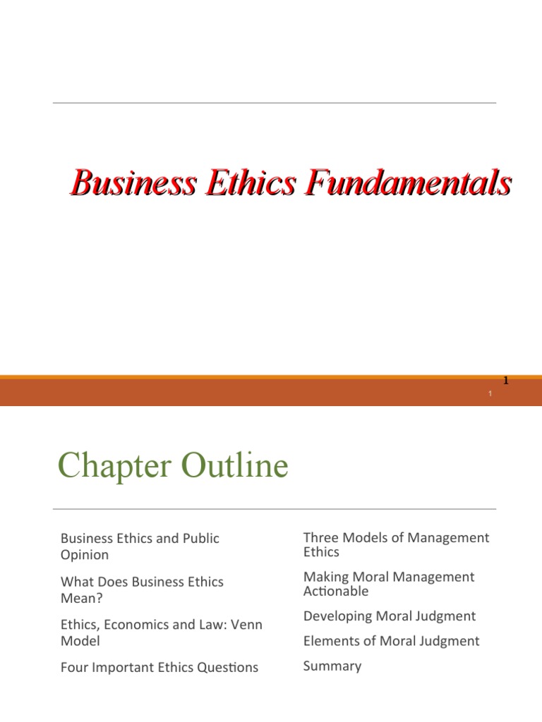 Business Ethics Fundamentals | PDF | Morality | Business Ethics