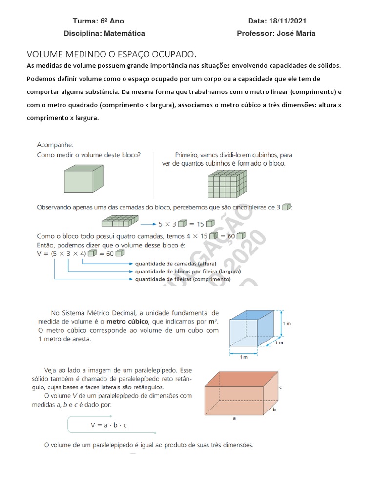 Medindo volume: Uma introdução aos conceitos básicos de volume e metro ...