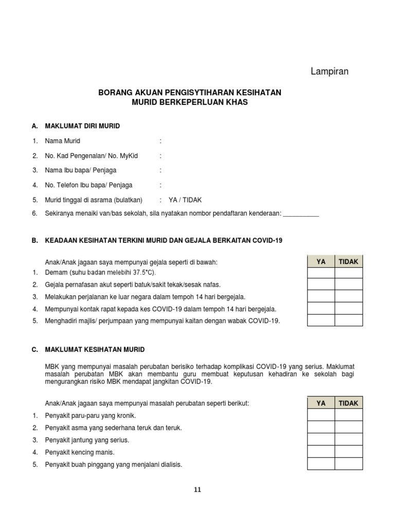 Borang Pengisytiharan Kesihatan | PDF