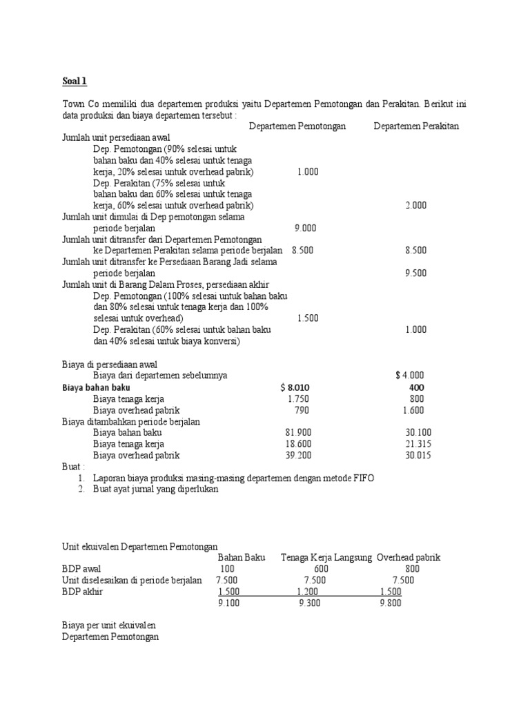 Soal Process Costing FIFO - Mohammad Ariel Jibran Baqiudin | PDF