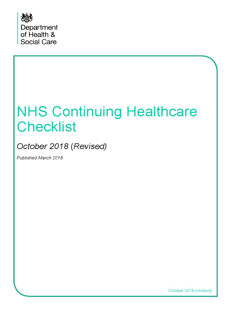 NHS Continuing Healthcare Checklist - October 2018 Revised | PDF ...