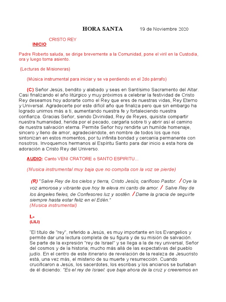 Hora Santa Cristo Rey | PDF | Cristo (título) | Jesús