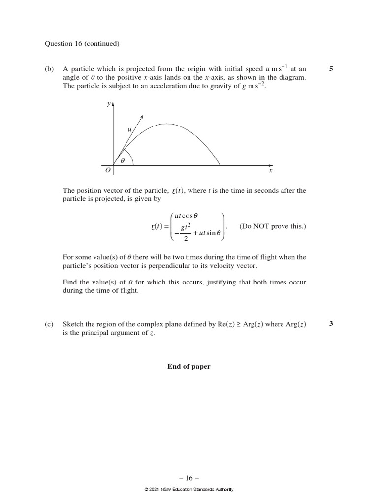 2021 HSC Mathematics Extension 2 Hardest Question | PDF | Euclidean ...