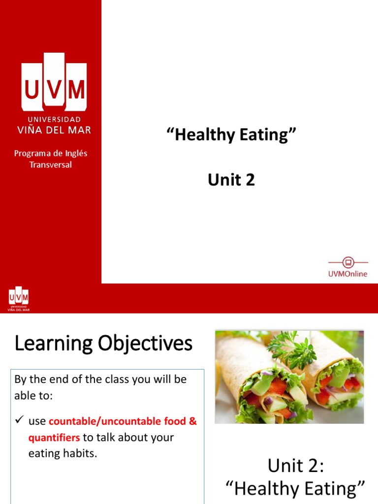 "Healthy Eating" Unit 2: Programa de Inglés Transversal | PDF | Lunch ...