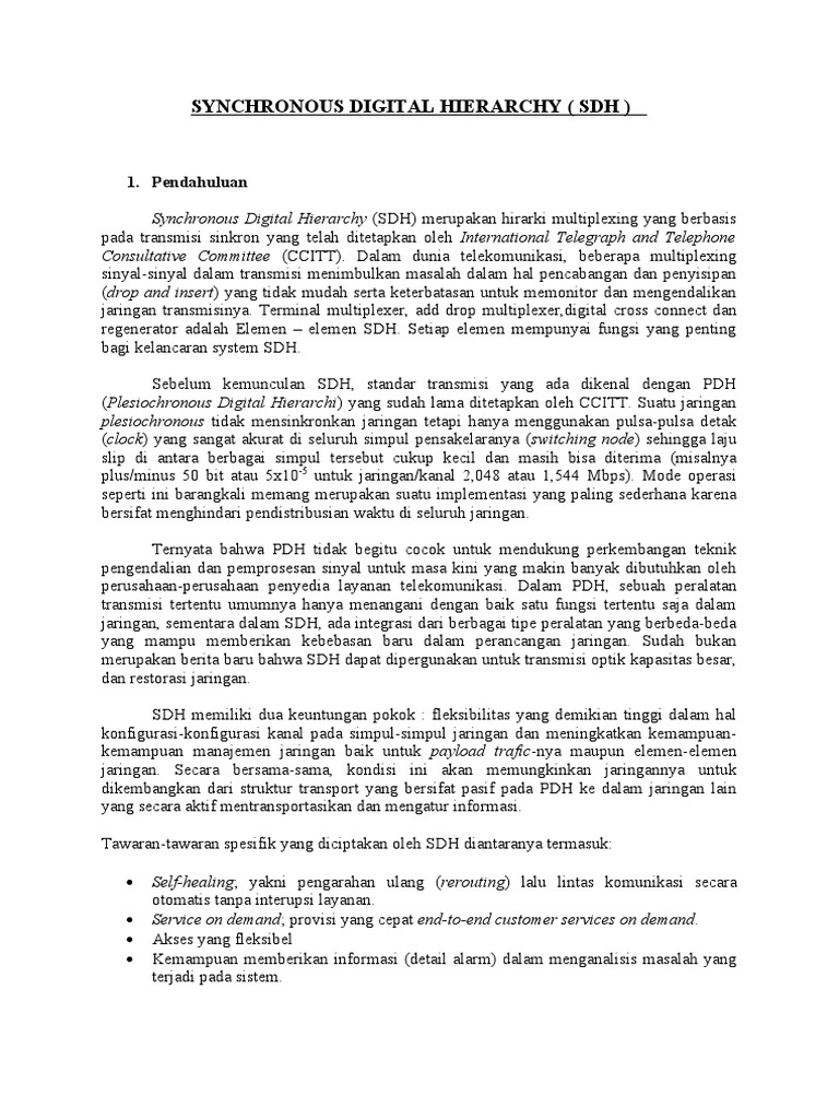 Synchronous Digital Hierarchy by Bahar | PDF