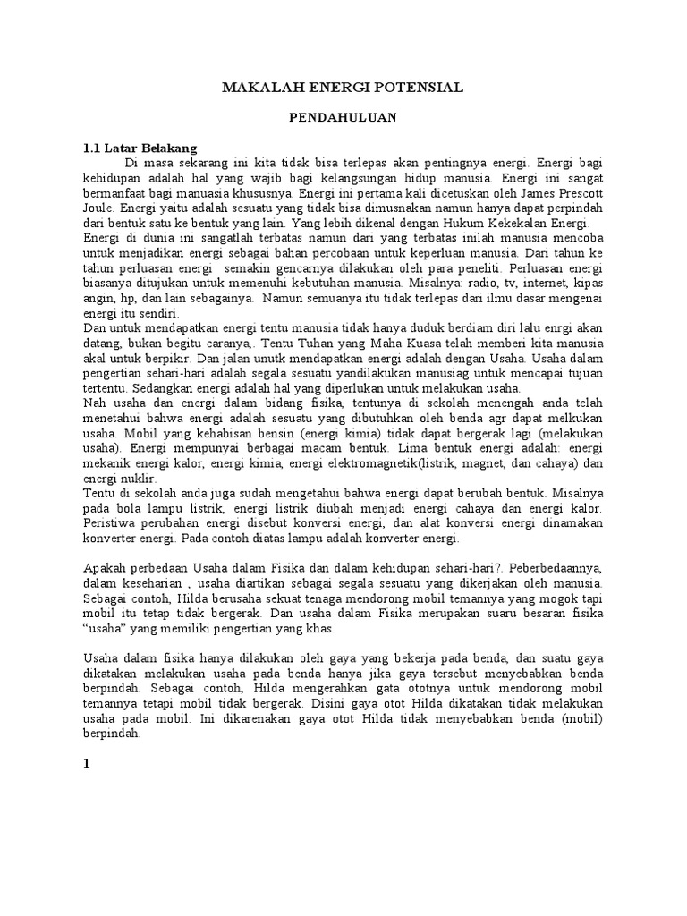 Makalah Energi Potensial | PDF