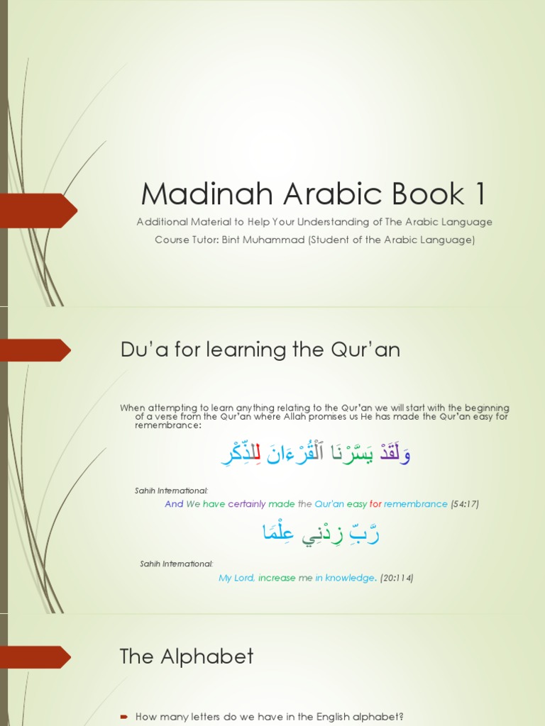Madinah Arabic Book 1 Overview | PDF | Grammatical Gender | Grammatical ...