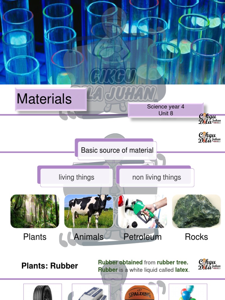 Science Year 4, Unit 8, Material | PDF | Plastic | Natural Rubber