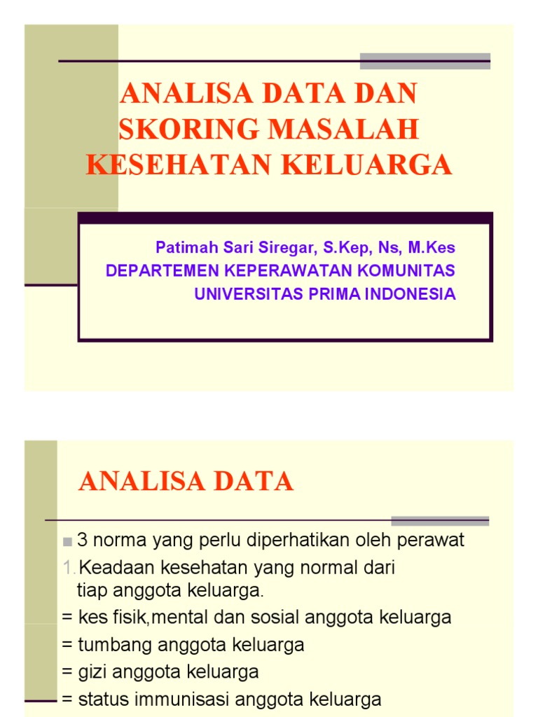 Analisa Data Dan Skoring Masalah Kesehatan Keluarga-1 | PDF | Kesehatan Holistik