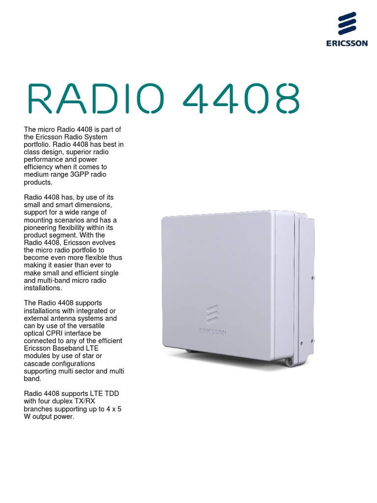 Ericsson-4408 Micro-Radio-Data-Sheet | PDF | Radio | Lte (Telecommunication)