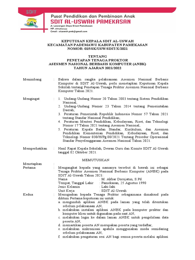 SK Proktor ANBK | PDF