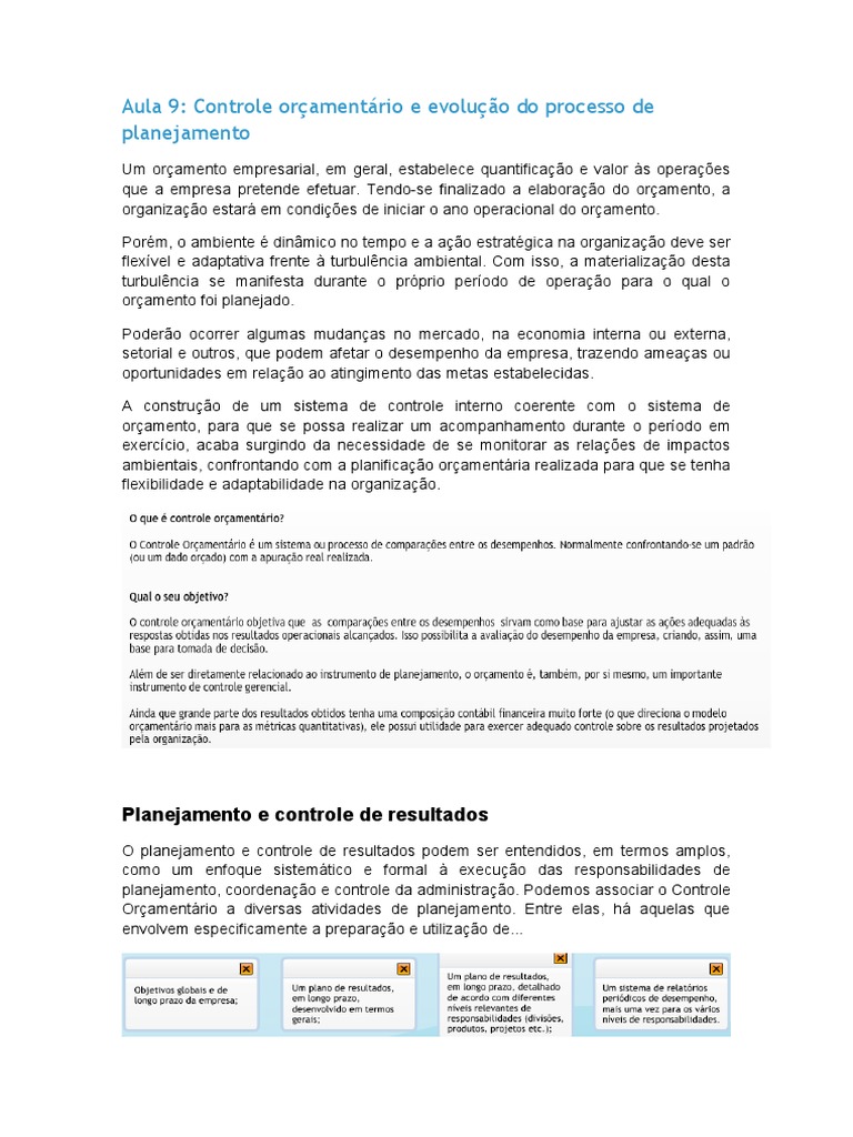 Aula 9 - Orc Empresarial | PDF | Orçamento | Contabilidade