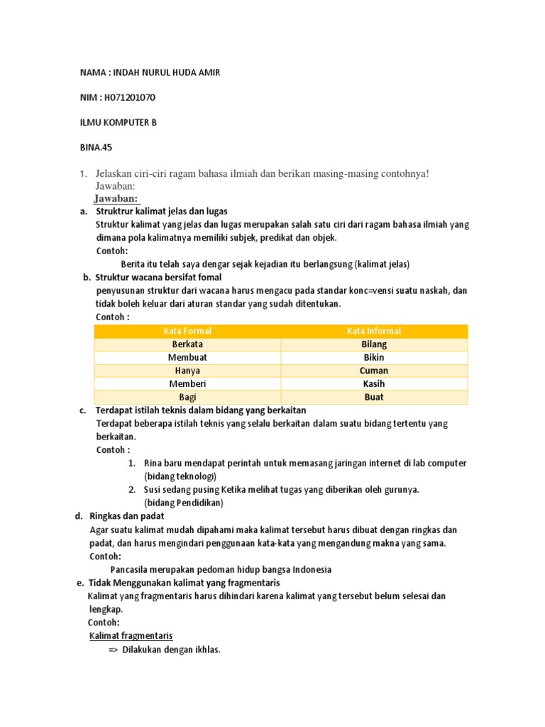 Indah Nurul Huda Amir - h071201070 - Ilmu Komputer B | PDF