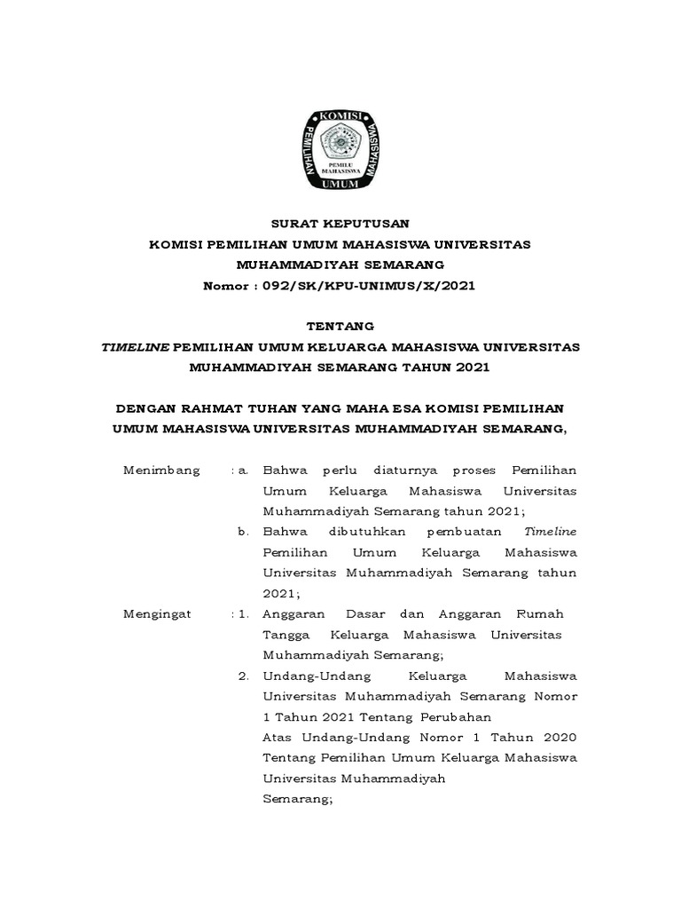 092 SK Perubahan Timeline Pemilu | PDF