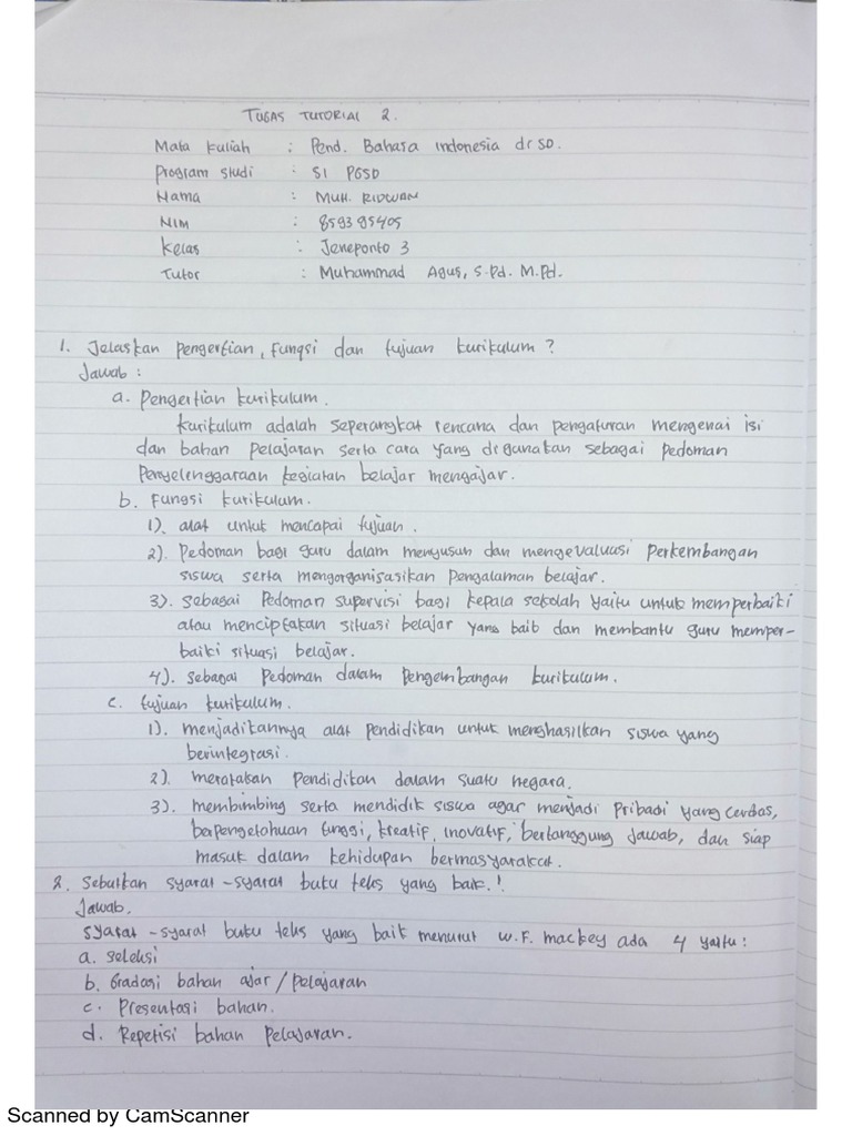 Tugas 2 Pend. Bahasa Indonesia Di SD Muh. Ridwan | PDF