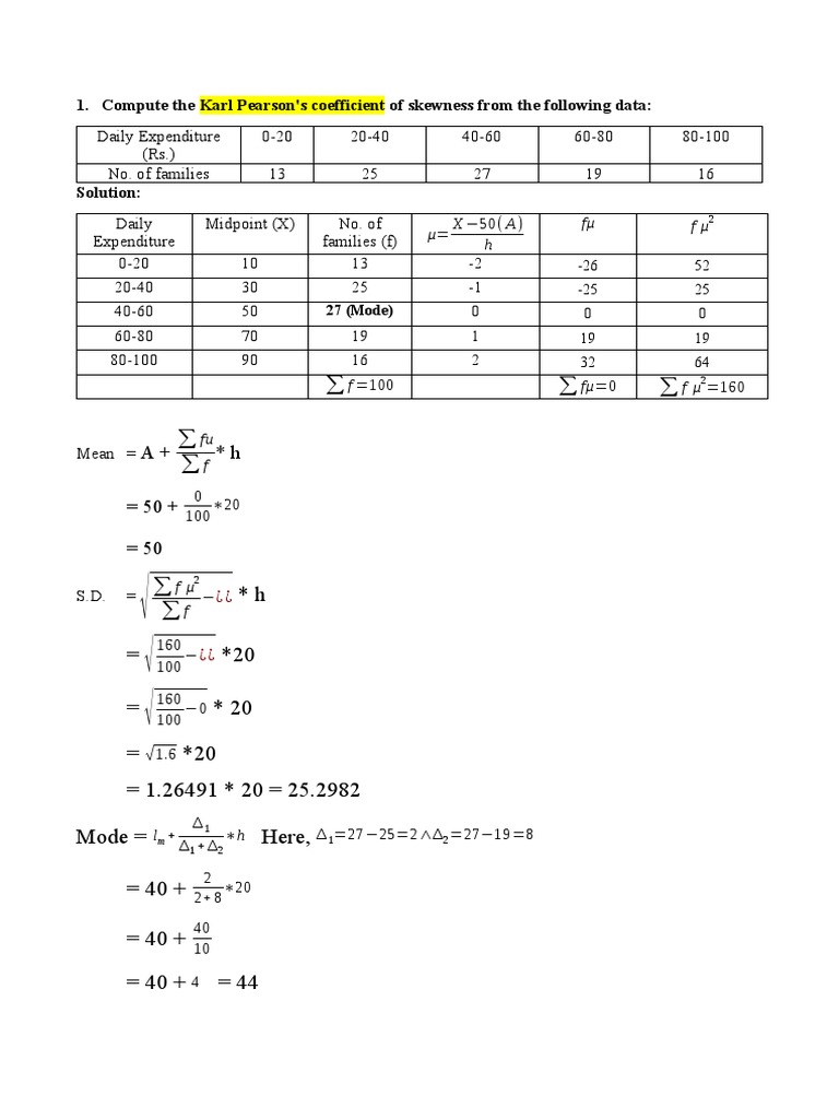 Compute The Karl Pearson | PDF | Skewness | Statistics