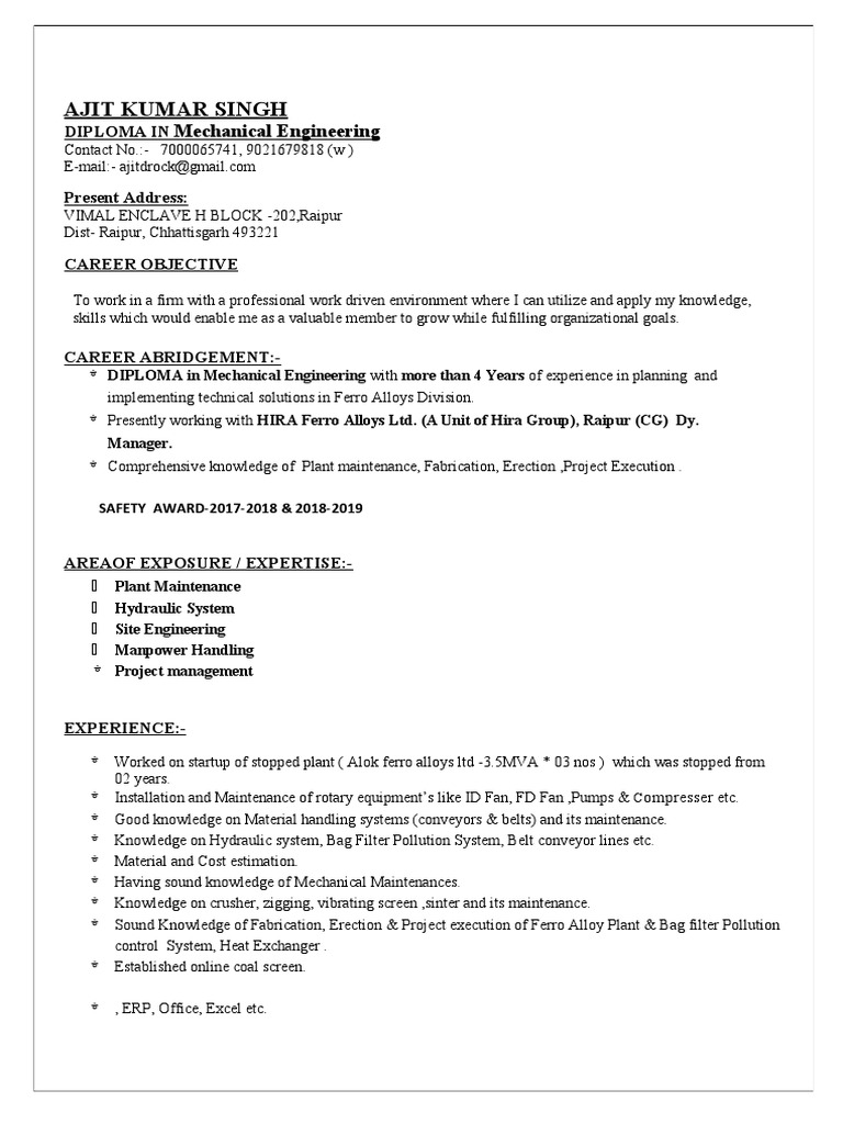 Ajit Kumar Singh: Mechanical Engineering | PDF