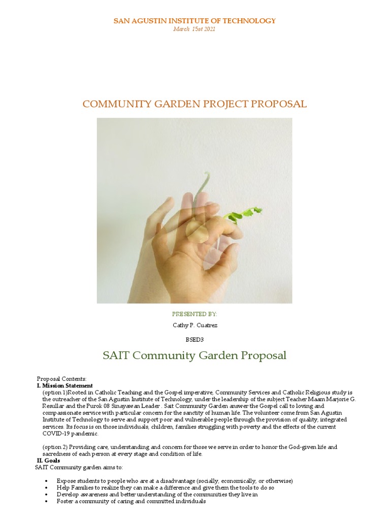 Community Garden Project Proposal | PDF | Urban Agriculture | Natural ...