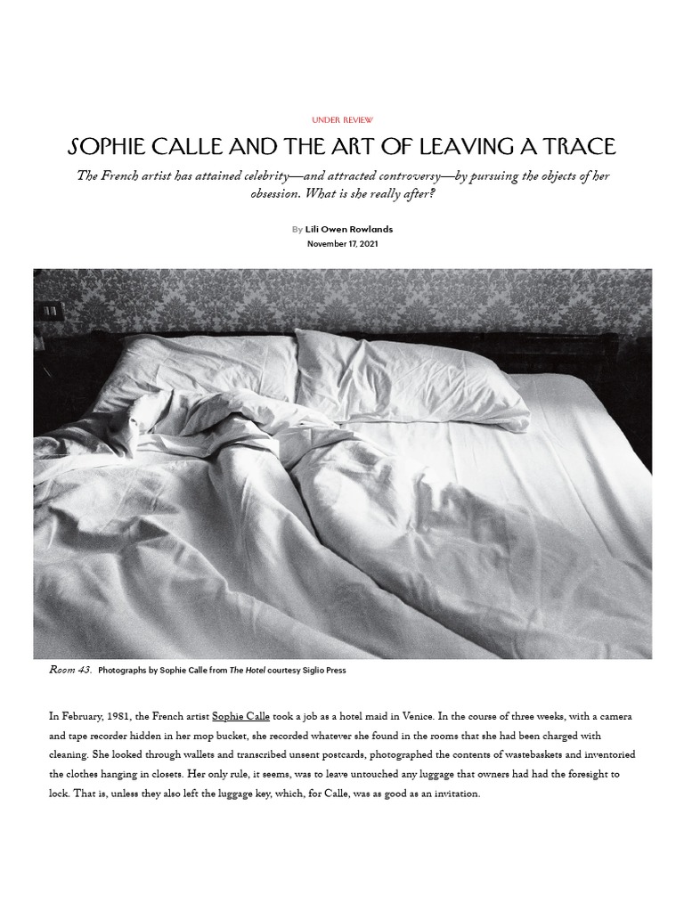 Sophie Calle and The Art of Leaving A Trace - The New Yorker | PDF