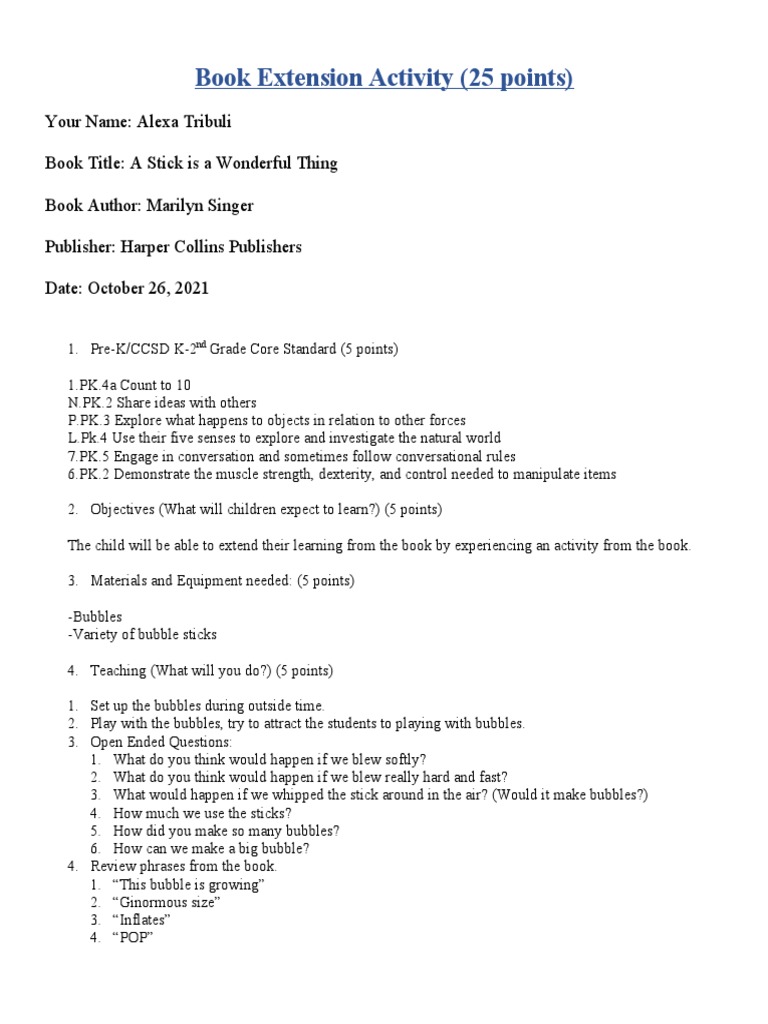 Book Extension Activity Poetry | PDF