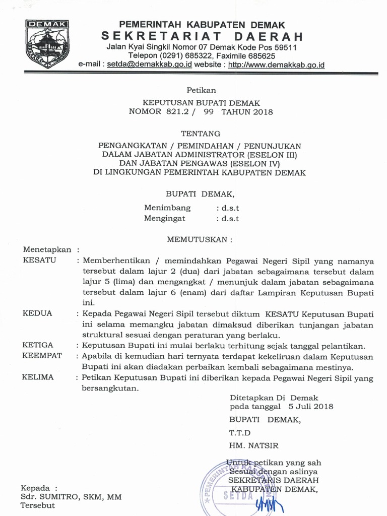 SK Mutasi Jabatan | PDF