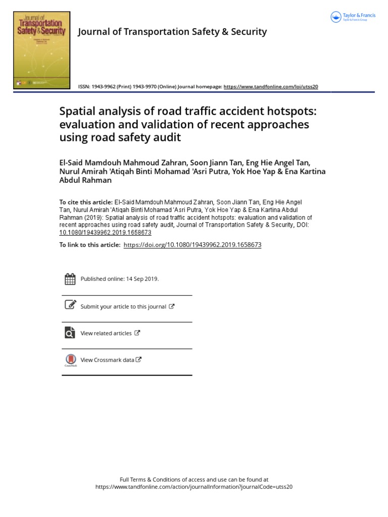 Spatial Analysis of Road Traffic Accident Hotspots Evaluation and ...