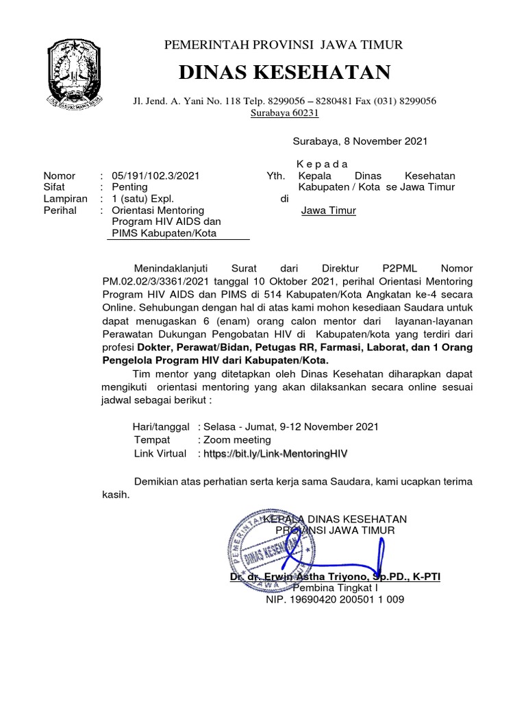 Surat Orientasi Mentoring Program Hiv Aids | PDF | Pengembangan Diri