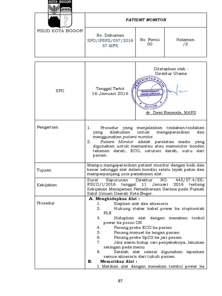 Sop. Patient Monitor | PDF