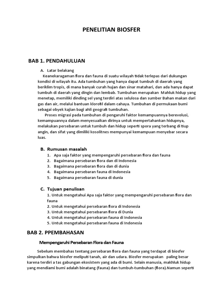 Penelitian Biosfer: Bab 1. Pendahuluan | PDF | Sains & Matematika