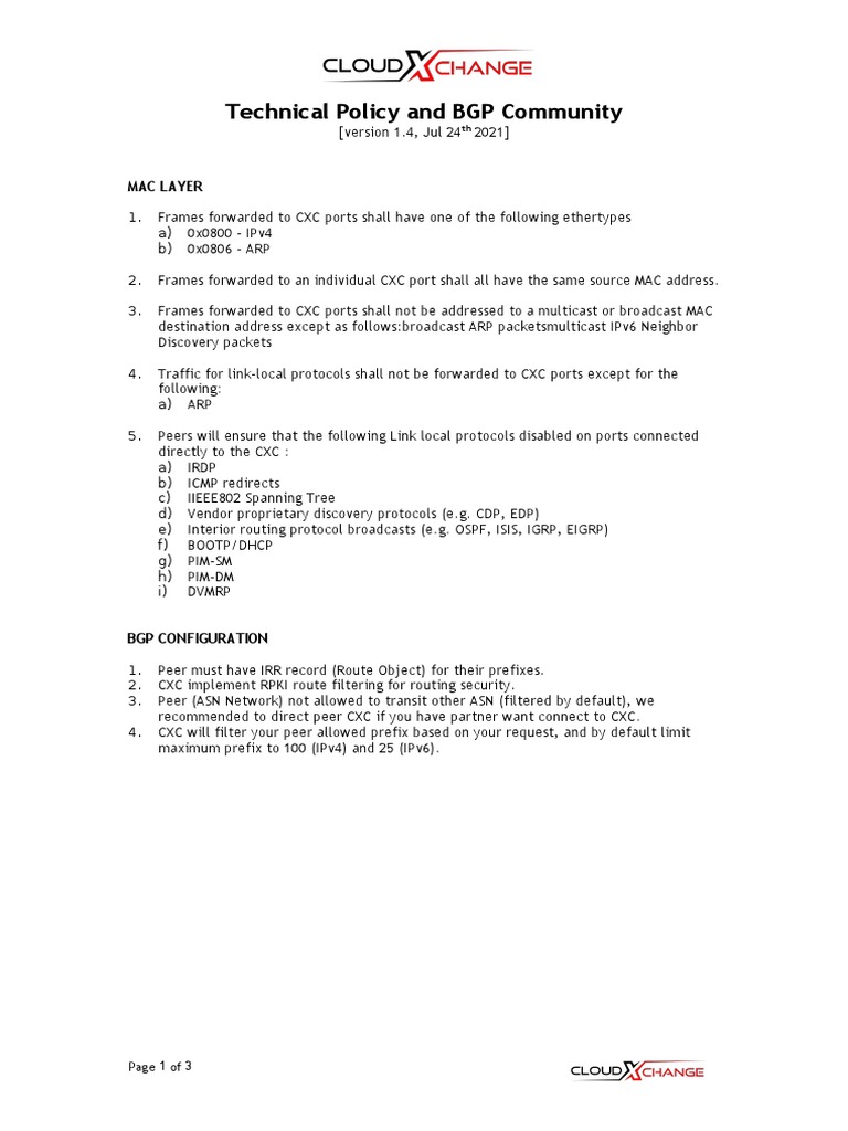 Technical Policy and BGP Community: Mac Layer | PDF | I Pv6 ...