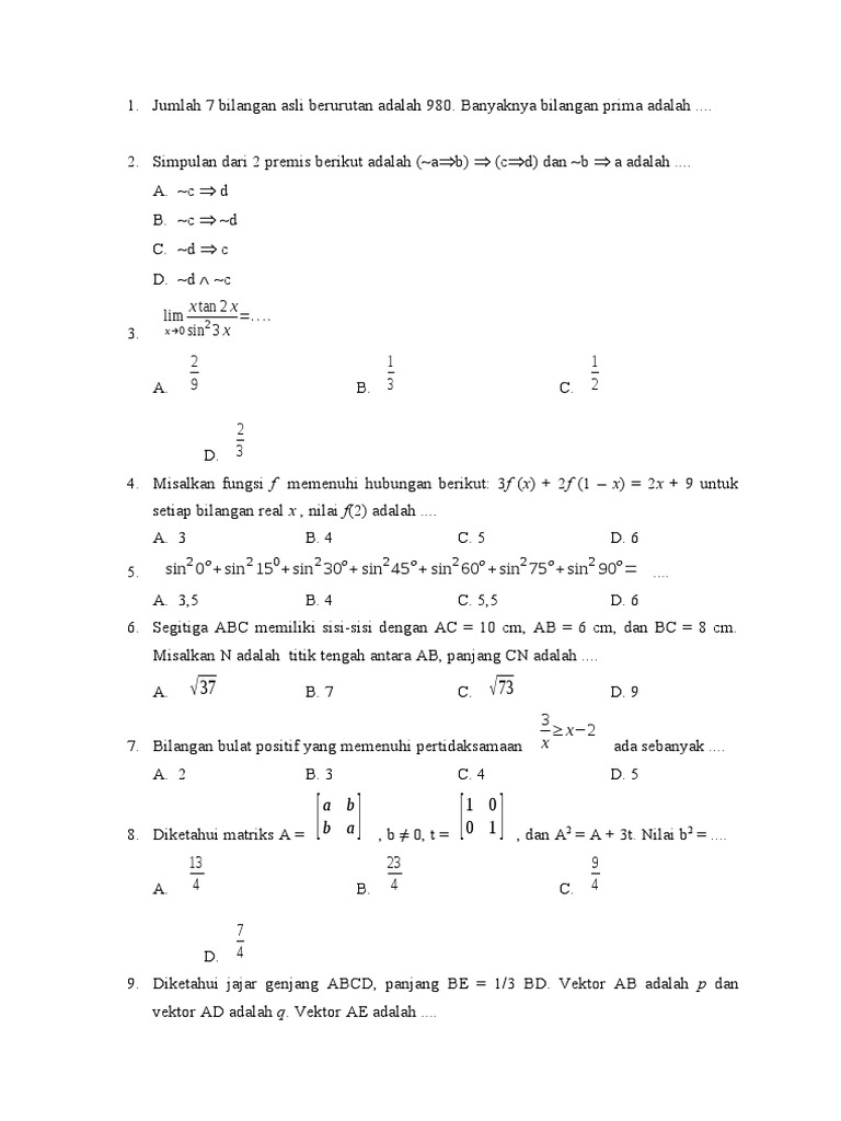 Soal Pre Test | PDF