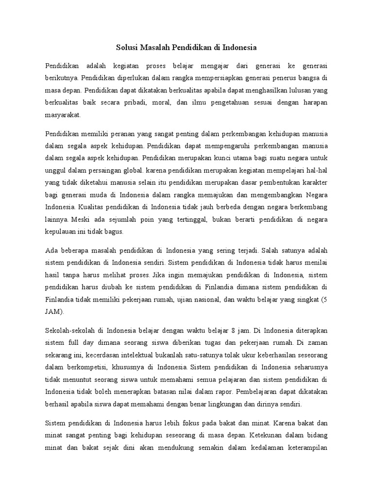 Solusi Pendidikan untuk Indonesia | PDF | Ilmu Sosial