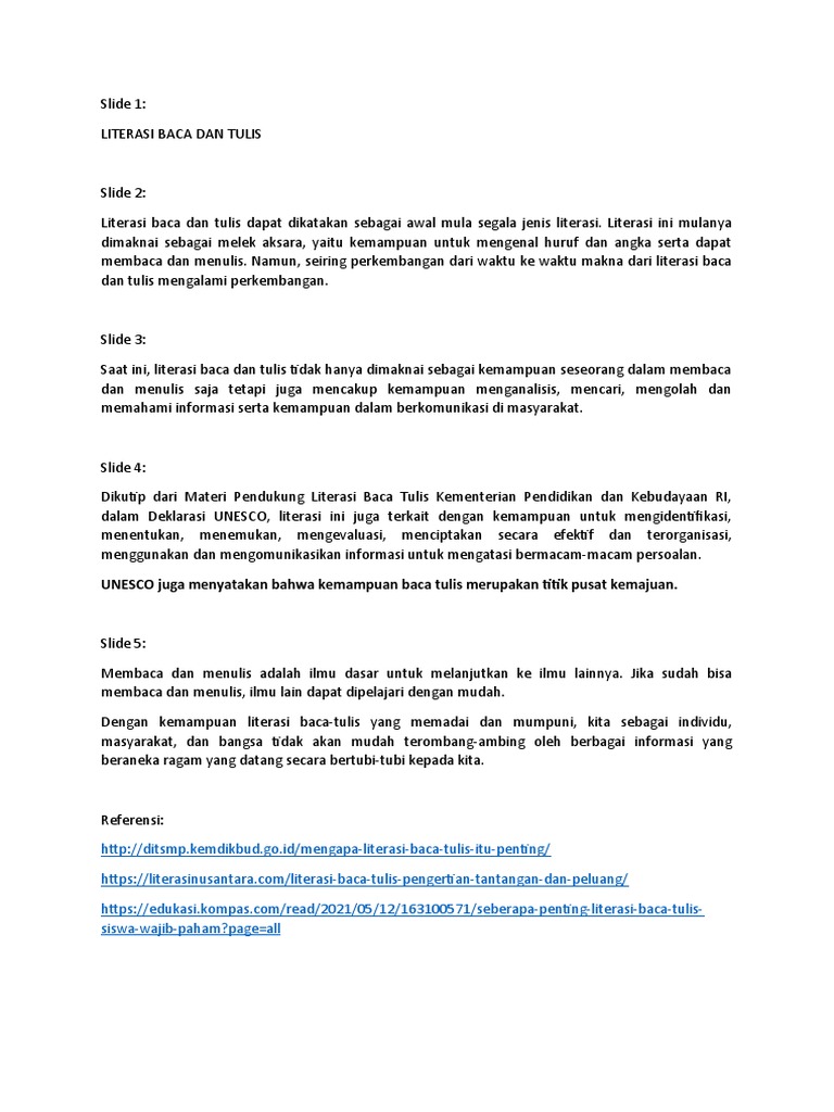 Literasi Baca Dan Tulis | PDF