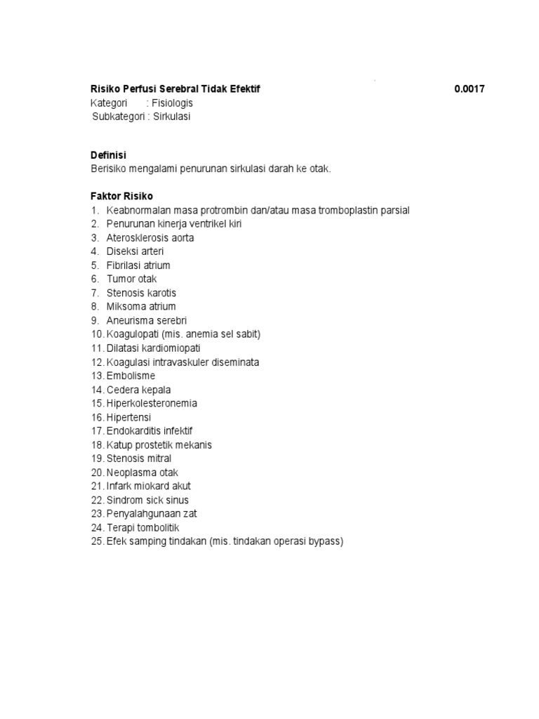 Risiko Perfusi Serebral Tidak Efektif 0.0017 | PDF