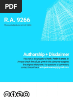 Summary of RA 9266: Architecture Act | PDF | Licensure | Architect