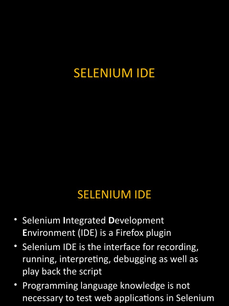 Selenium IDE | PDF | Selenium (Software) | Integrated Development Environment