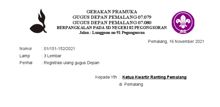 Kop Surat Gugus Depan Pramuka | PDF