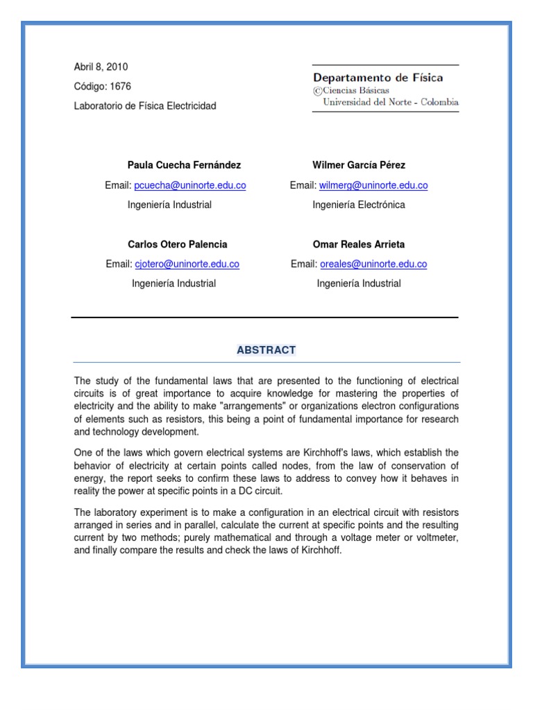 Lab Oratorio 4 Reglas+de+Kirchhoff | PDF