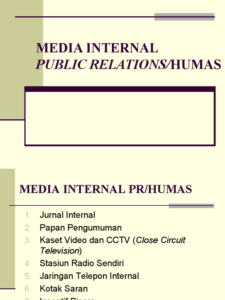 Media Internal Dan Eksternal Public Relations | PDF
