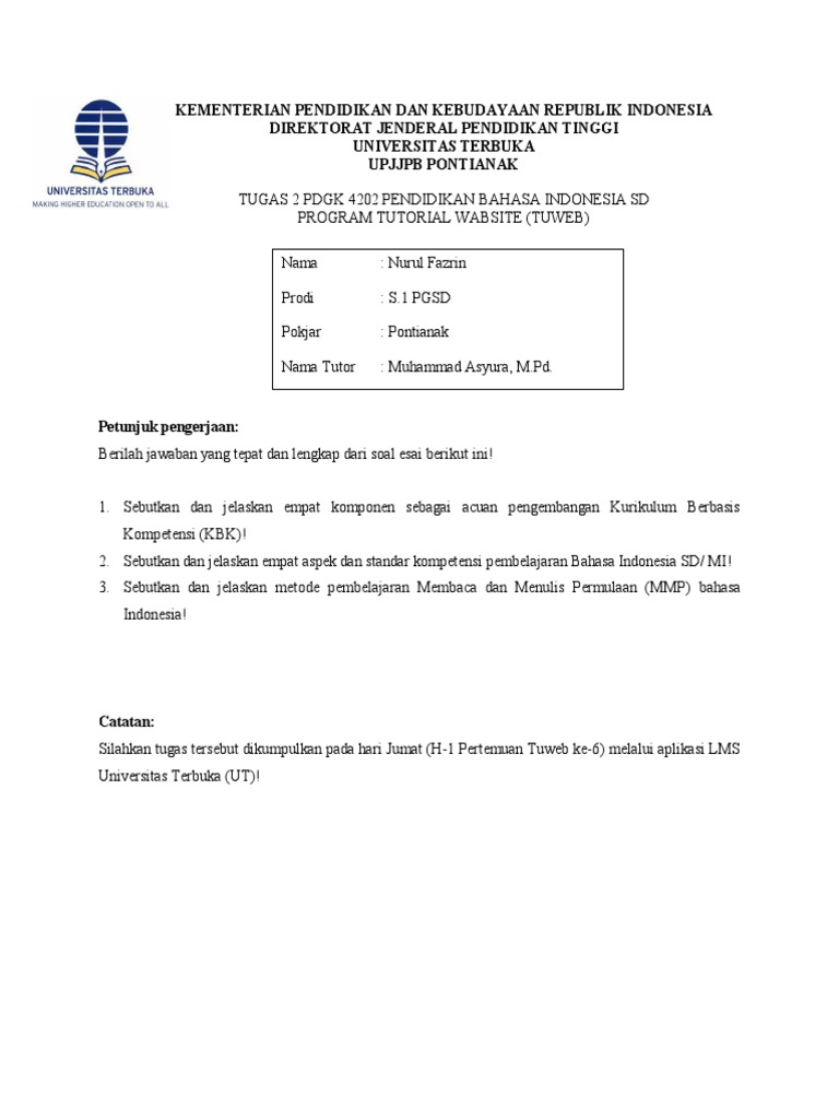 TUGAS WAJIB 2 (PDGK4204 Pend. B | PDF