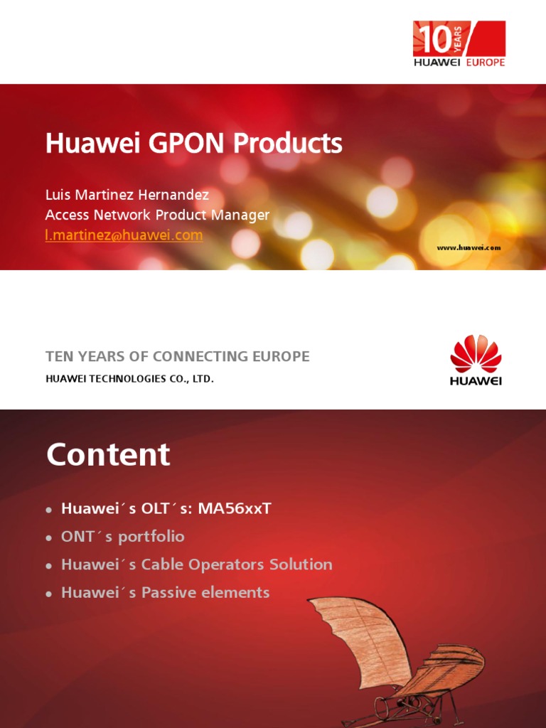 Huawei GPON Portfolio | PDF | Fiber To The X | Cable Television