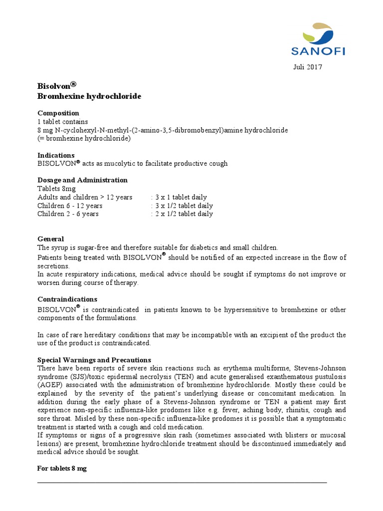 Bisolvon Tablet Product Info | PDF | Pharmacokinetics | Bioavailability