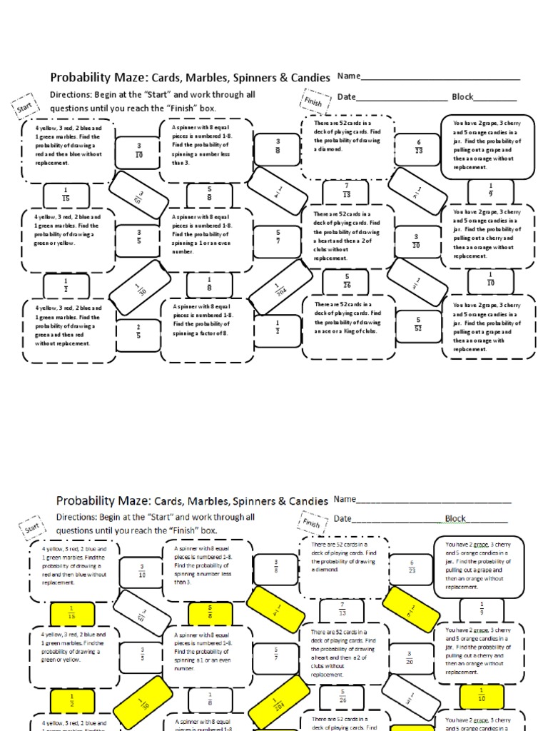 Probability Maze:: Cards, Marbles, Spinners & Candies | PDF
