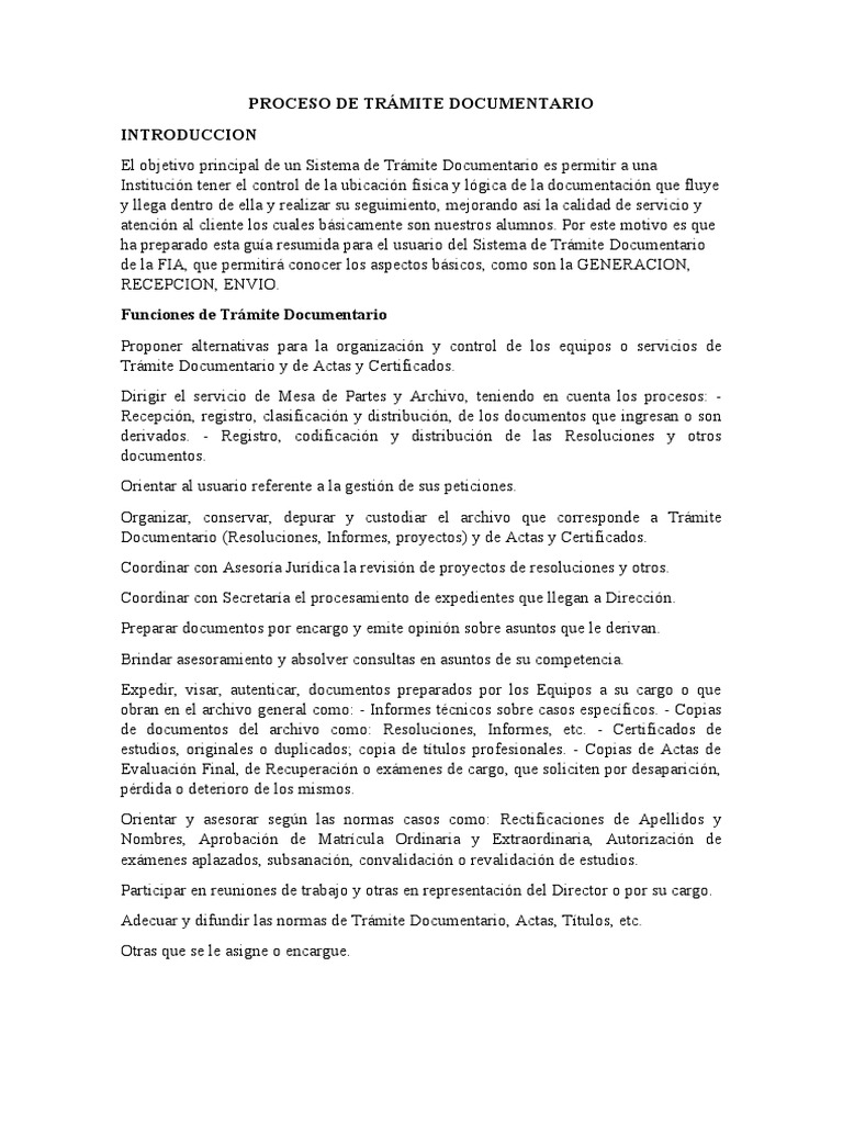 Guía del Proceso de Trámite Documentario | PDF | Gestión de registros ...