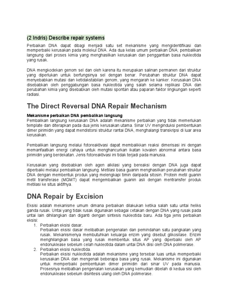 Kerusakan DNA dan Mekanisme Perbaikannya | PDF | Kesehatan Holistik