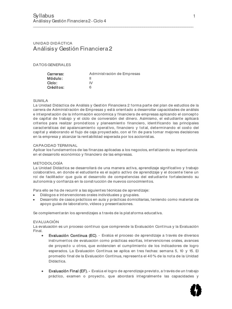 Análisis y Gestión Financiera 2 | PDF | Evaluación | Apalancamiento ...