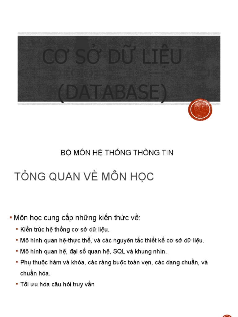 CSDL - Chuong 1-Tong Quan Ve CSDL | PDF