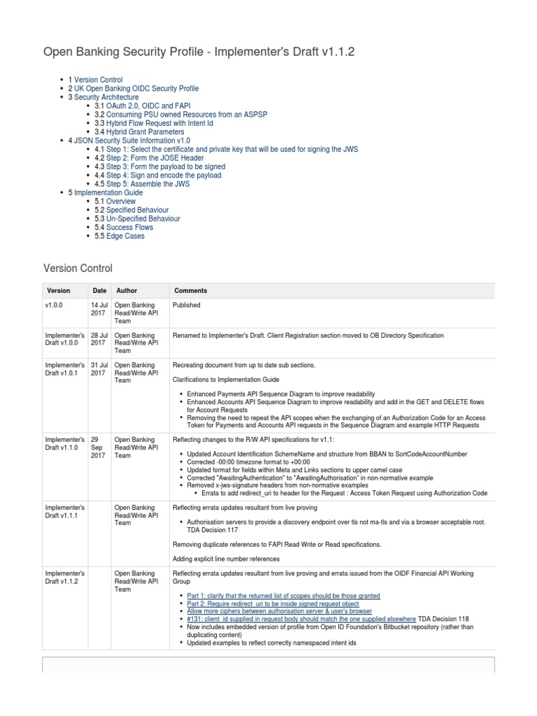 Open Banking Security Profile - Implementer's Draft v1.1.2 - Developer ...